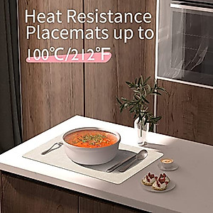 Placemats Set of 6 for Dining Table - Maxpearl Heat Resistant Faux Leather Place Mats - Wipe Clean - Suitable for Indoor & Outdoor, 17’’×12’’, Beige