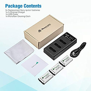 Powerextra NP-BX1 Battery 3 Pack and 3-Channel USB Charger for Sony NP-BX1 and Sony Cyber-Shot DSC-RX100, DSC-RX100 II, DSC-RX100M II, DSC-RX100 III, DSC-RX100 IV, DSC-RX100 V/VII, ZV-1