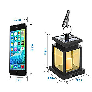 LVJING Solar Lantern Hanging Solar Lights Outdoor Decorative LED Solar Outdoor Lantern for Patio Landscape Yard with Warm White Flameless Candles Flickering (6 Pack)
