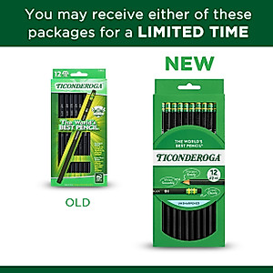 Ticonderoga Wood-Cased Pencils, Unsharpened, 2 HB Soft, Black, 12 Count