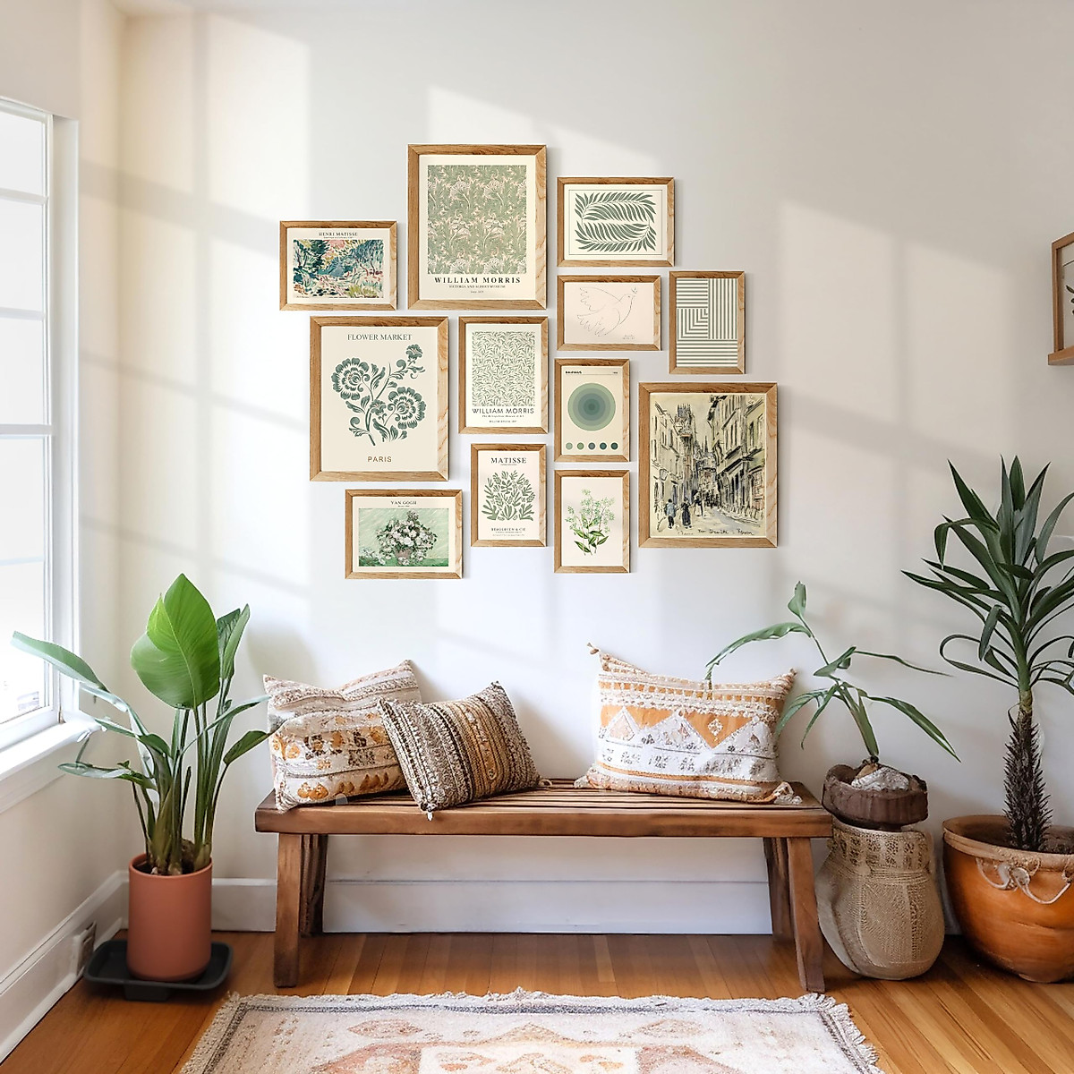 Waschbär Sage Green Room Decor Aesthetic - Green Wall Art Aesthetic Posters, Green Room Decor, Sage Minimalist Poster Set, Boho Prints Wall Collage, Matisse Pictures for Bedroom Decor (UNFRAMED)