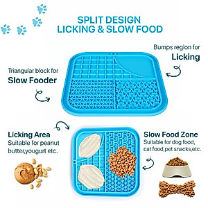 Lick Mat for Dogs and Cats, Pack of 2 Slow Feeding Lick Pads with Suction Cups Stick Anywhere - Dog Peanut Butter Licking Mat for Fun, Anxiety & Boredom Relief, Bathing, Grooming and Training