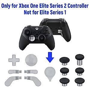 Mcbazel 13 in 1 Metal 6 Swap Thumbsticks Joysticks, 4 Trigger Paddles, 2 D-pads with Adjustment Tool and Carry Case for Xbox One Elite Series 2 Controller - Silver
