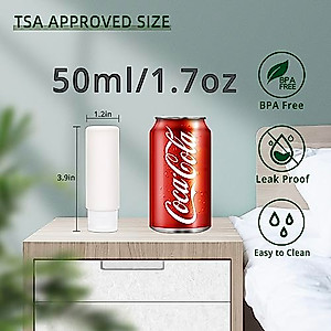 TSA Approved Travel Bottles Set for Toiletries 50ml 1.7oz Squeeze Bottle Travel Size Container Kit Portable Leak Proof Refillable Cosmetic Airplane Essential Shampoo Conditioner Body Lotion Shower Gel
