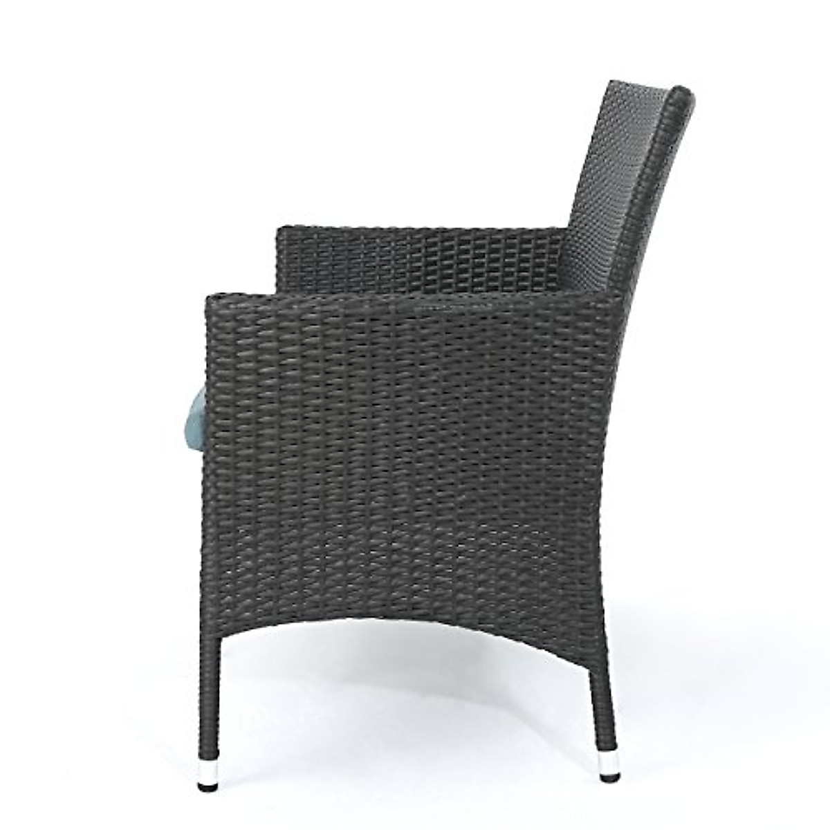 Christopher Knight Home Malta Outdoor Wicker Loveseat and Coffee Table Set with Water Resistant Cushions, Grey / Teal Cushion