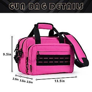 VEAGIA Range Bag,Pistol Case,Gun Range Bags For Handguns And Ammo Pouch 2 Pistols Soft Carrying Shooting Bag (Pink)