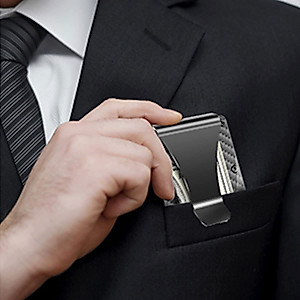 Yellowknife Carbon Fiber Minimalist Wallet for Men - RFID Wallets for Men Credit Card Holder Metal Money Clip - Slim Rigid Mens Wallet