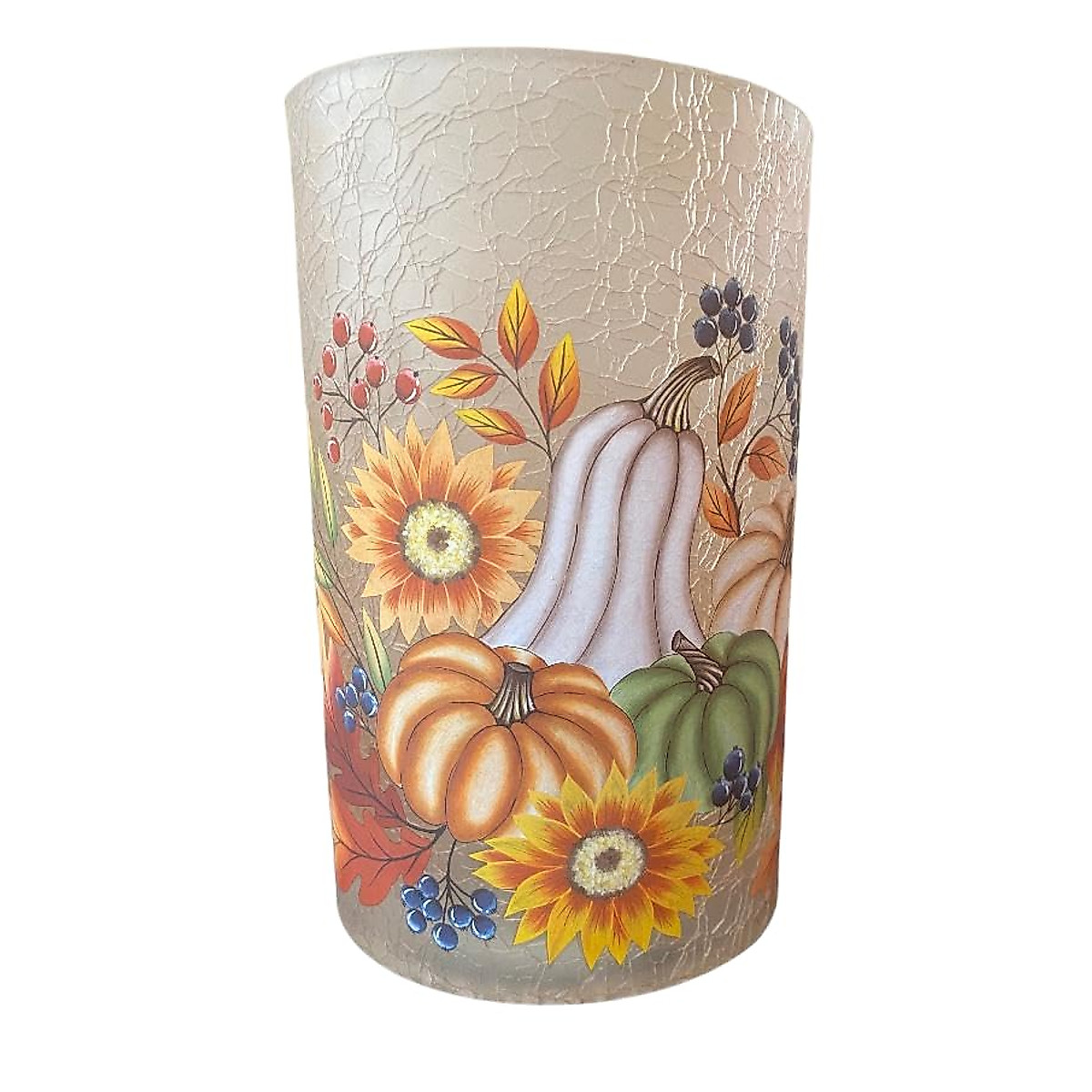 Yankee Candle Large Fall Pumpkins Hand-Painted Crackle Glass Jar Candle Holder 2023