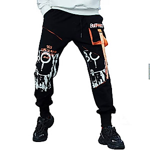 XYXIONGMAO Functional Men's Tactical Cargo Pants Streamer Casual Streetwear Techwear Sweatpants Black Hip Hop Joggers Cyberpunk Pants for Men(Green,L)