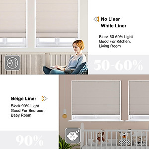 Artdix Cordless Roman Shades Blinds Window Shades, Beige Blackout Solid Fabric Custom Roman Shades for Windows, Doors, Farmhouse, Kitchen