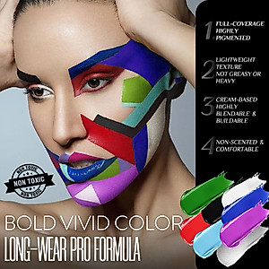 White Face Body Paint Stick, Eye Black Sticks for Sports, Non Toxic SFX Makeup For Ghost Skeleton Halloween Costume Cosplay (White)