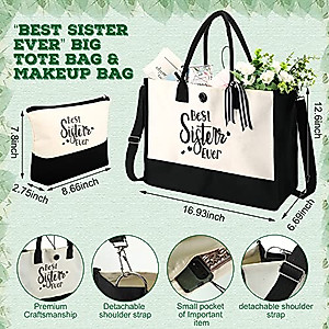 Silkfly 3 Pcs Sisters Gift Set from Sister Christmas Birthday Gifts for Women My Sister Forever My Friends Stainless Steel Tumbler Canvas Tote Bag Mothers Day Gifts for Girls Friends