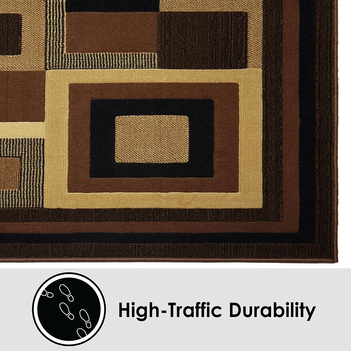 Home Dynamix Catalina Virginia Abstract Runner Rug, Geometric Black/Brown 7'10"x10'2"