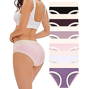 FINETOO Womens Cotton Underwear High Waisted Soft Stretch Cheeky Briefs Full Coverage Ladies Bikini Panties 6 Pack(6AM)