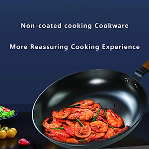 ZhaoYoung Cast iron frying pan,Non stick frying pans,Cast iron skillet Size :9.45(in),removable wooden handle,smooth surface,black.