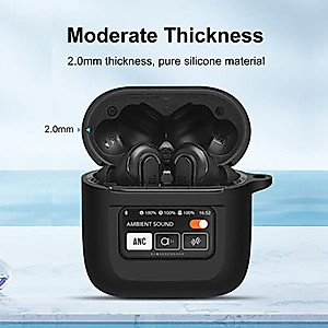 LEFXMOPHY Case for JBL Tour Pro 2 Earbuds 2023, Silicone Cover Protective Skin Sleeve (Black)