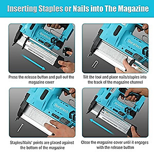 DURATECH 20V Cordless Brad Nailer, 18 Gauge, 2-in-1 Nail/Staple Gun for Upholstery, Carpentry, Including 2.0Ah Rechargeable Battery, 1H Quick Charger, 1000 Staples, 1000 Nails and Carrying Case