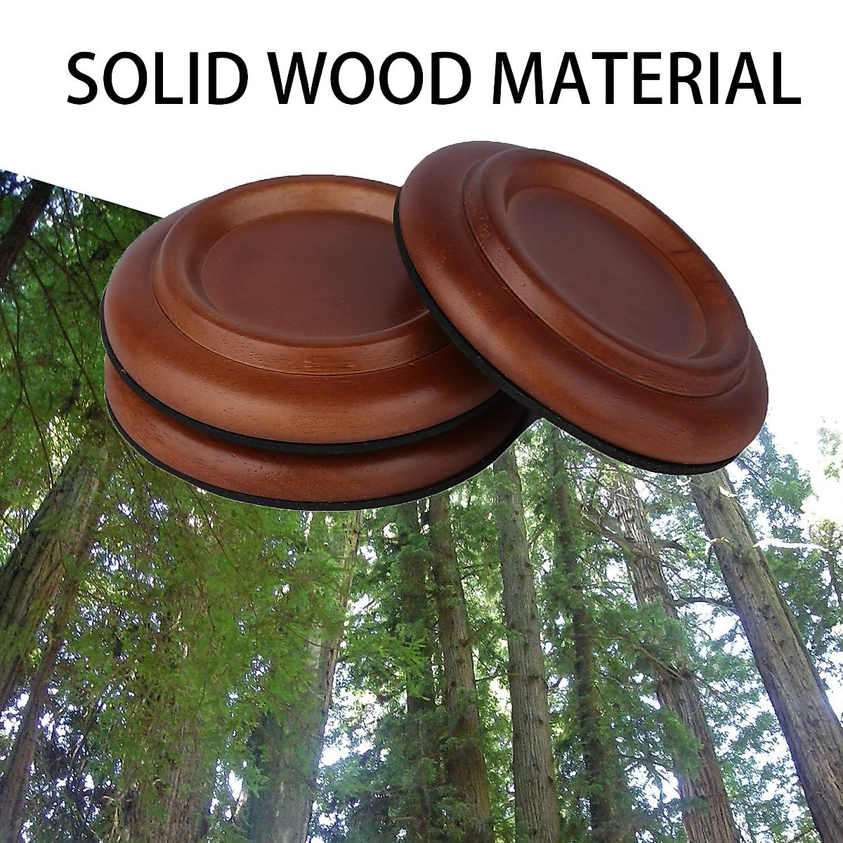 FameFame 3 Pack Hardwood Piano Caster Cups Floor Protector Solid Caster for Grand Piano, Non-Slip & Anti-Noise Foot Pad, (Brown) 1
