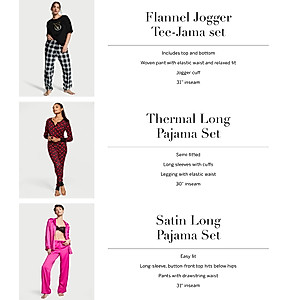 Victoria's Secret Flannel Jogger Teejama, PJ Set for Women, 2 Piece Lounge Set PJs, Flannel Pajamas Women, Women's Sleepwear, Pink (XL)