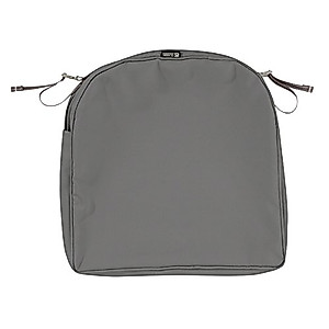 Classic Accessories Montlake Water-Resistant 18 x 18 x 2 Inch Contoured Patio Dining Seat Cushion, Light Charcoal Grey