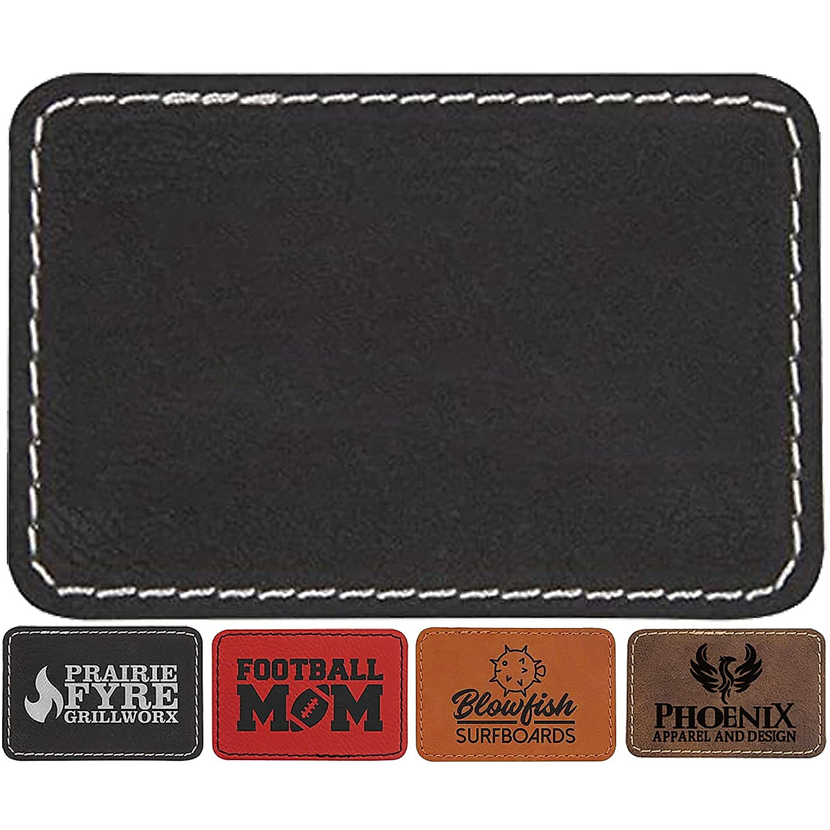 Black Leather Patches for Hats,Blank Laser Engraving Leatherette Sheets,Laserable Engrave Faux Leather with Adhesive Heat Press/Transfer Iron-on(30 Pcs/Rectangle/3 inch×2 inch)