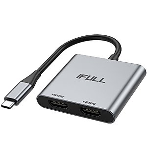 USB C to Dual HDMI Adapter, Dual Monitors Adapter USB C Hub with 2 HDMI Docking Station 4K