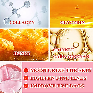 Eye Mask 60 pcs,Pink Collagen Under Eye Patches,Puffy Eyes and Dark Circles Treatments,Improve Reduce Under Eye Bags Smooth Wrinkles and Lighthen Fine Lines,Moisturizing,Improve and Firm eye Skin