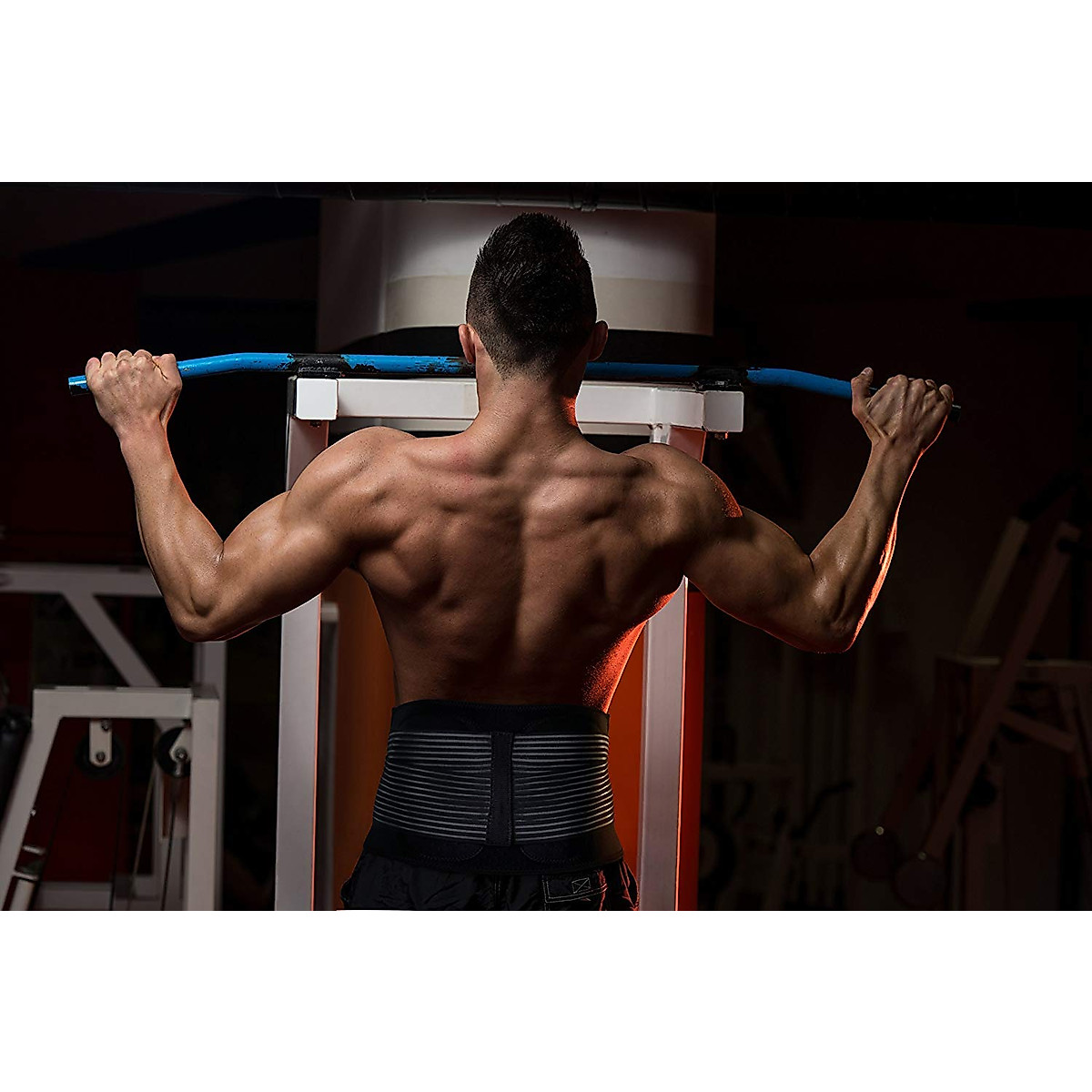 AllyFlex Sports Lumbar Support Belt for Men Back Brace for Lower Back Pain Relief, Dual Lumbar Sacral Pads, Adjustable Straps and Cooling Fabric (Medium)