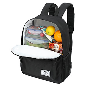 MIER Insulated Backpack Cooler Small Leakproof Lunch Back Pack with Coolers Lightweight Cute Lunch Bag for Women Girls Teens to Work, School, Picnics, Camping, Park Day Trips, 15 L, Black