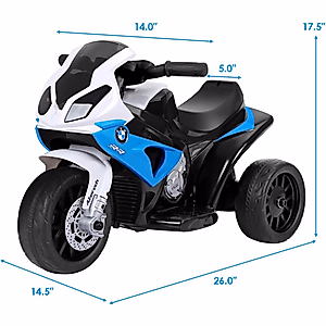 HONEY JOY Kids Motorcycle, Licensed BMW 6V Battery Powered Ride On Motorcycle w/LED Headlights, Music, Pedal, Spring Suspension, 3 Wheels Electric Motorcycle for Kids, Gift for Boys Girls(Blue)