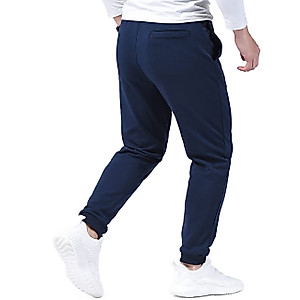 Zoulee Classic Drawstring-Waist Zipper Logo Jogger Pants with Zipper Fly Navy Blue 2XL