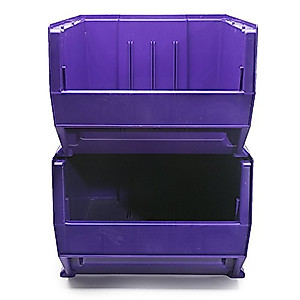 YumJunkie Purple Plastic Storage Container - Stack and Lock Stacking Bins - Toy & Tool Industrial Storage Container