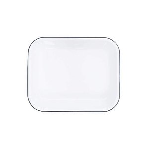 Enamelware Large Open Roaster, 13 x 10 inches, Vintage White/Grey
