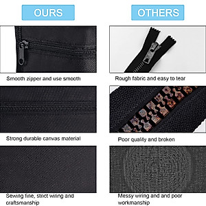 chfine Marker Case, Canvas Zippered Pen Bag Pencil Organizer for 80 Pcs Markers, Soft Stationary Storage Portable Large Capacity Organizer for School Students Teen Boys Girls, Black