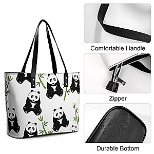 Womens Handbag Panda Patterns Leather Tote Bag Top Handle Satchel Bags For Lady