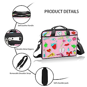 Strawberry Cat Laptop Computer Bag Waterproof Shoulder Messenger Bag 13-15 inch Durable Laptop Tote Bag with Shoulder Strap Handle Lightweight Crossbody Briefcase