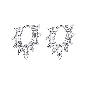 Dainty Spike Huggie Earrings S925 Sterling Silver Delicate Cute Awl Hoop Earrings for Women Jewelry Gift