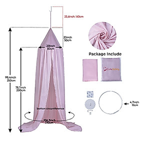 Kids Bed Canopy - Play Tent with Dome Hanging from Ceiling for Girls Boys Room - Reading Nook Princess Castle - Girl Bedroom Decor - Mosquito Net On Crib Beds - Bedroom Nursery Baby Corner - Pink