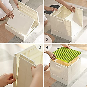 SHIMOYAMA Building Block Folding Storage Box, Foldable Storage Bin for Blocks, Toys, 3 Pack, Red, Green, and Blue