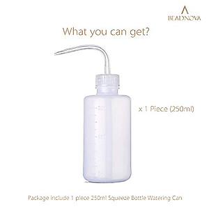 BEADNOVA Squeeze Bottle Plant Watering Bottle 250ml 8oz Small Wash Bottle Squeeze Plastic Small Watering Can for Indoor Plants Succulent Watering Can (1pc)