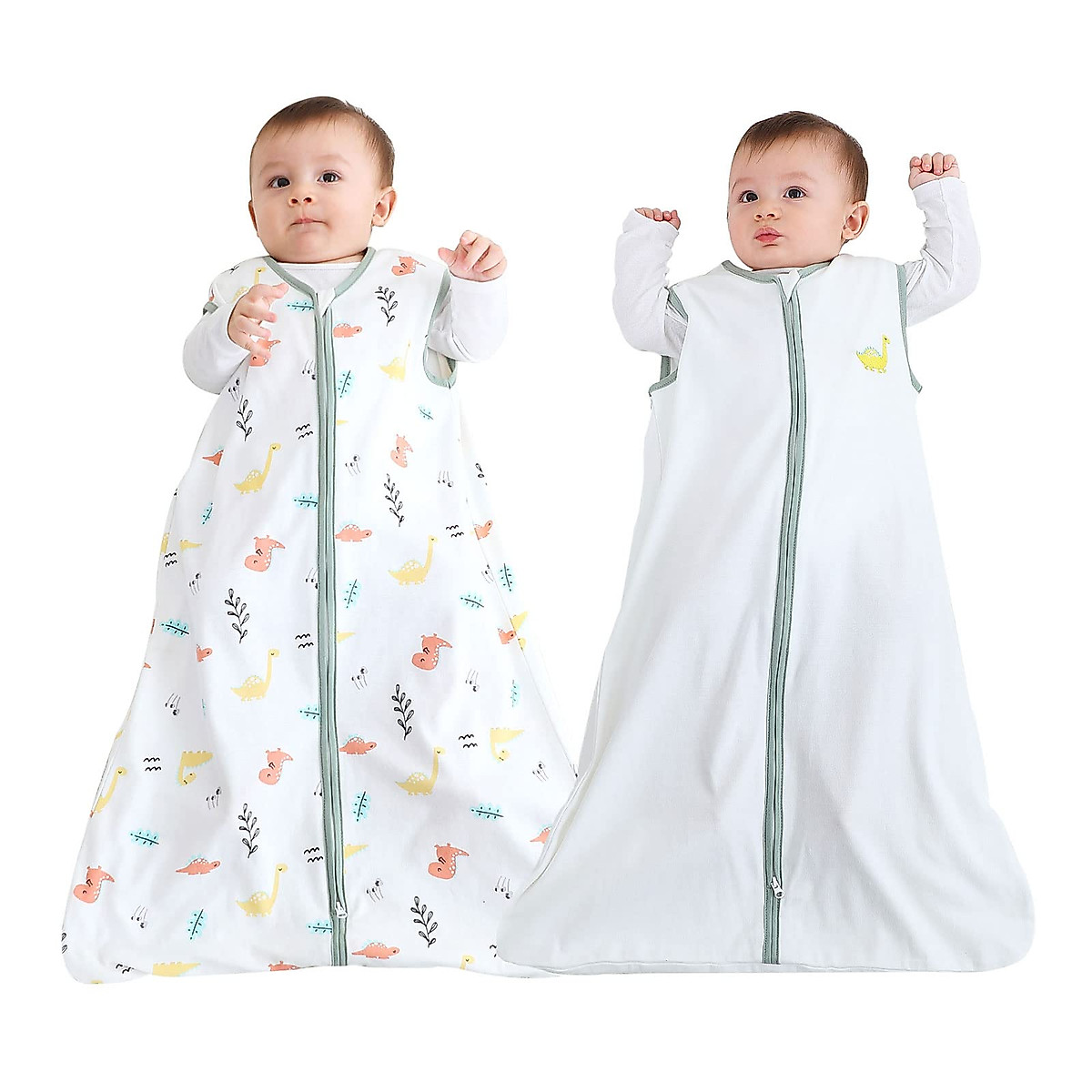 SERAPHY Baby Sleep Sack 6-12 Months, 2-Pack Baby Wearable Blanket with 2-Way Zipper, 0.5 TOG Soft Cotton Toddler Sleeping Sack for Boys Girls