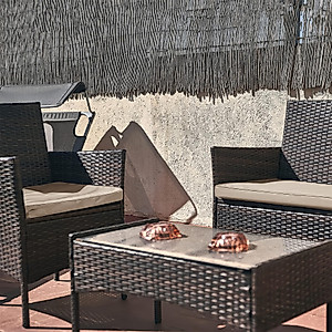 Snubbull 3 Pack Outdoor Patio Seat Cushions Replacement Covers Fit for 4 Pieces 4-Seater Wicker Rattan Patio Conversation Set Loveseat Chair Couch Furniture,36x18x2,18x18x2,Burgundy-Cover Only