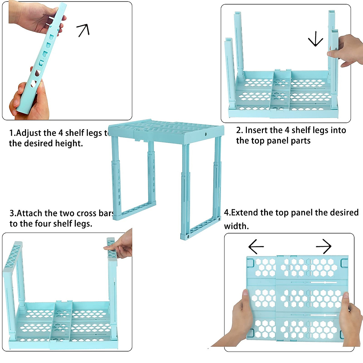 Adjustable Locker Shelf for School, Height and Width Adjustable Locker Organizer, Locker Stand Shelf for Work, Stackable Locker Tools for Gym Lockers, Office, Back to School Essentials, Mint Blue