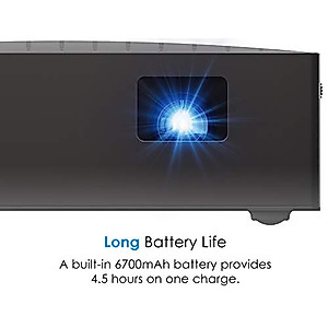 Optoma LV130 Mini Projector, Bright and Ultra Portable LED Cinema in Your Pocket, 4.5 Hour Built-in Battery, HDMI, USB, DLP Projector with Amazing Colors