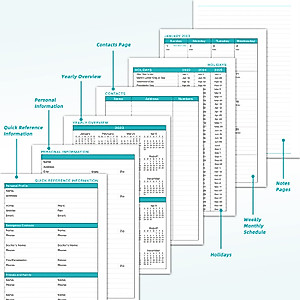 Ymumuda 2023 Planner, Weekly Monthly Planner 2023, 12 Months, JAN.2023 - DEC.2023, 8.4"×6", Spiral Planner Notebook with Stickers, Elastic Closure, Inner Pocket, Coated Tabs, Blue Embroidery Floral