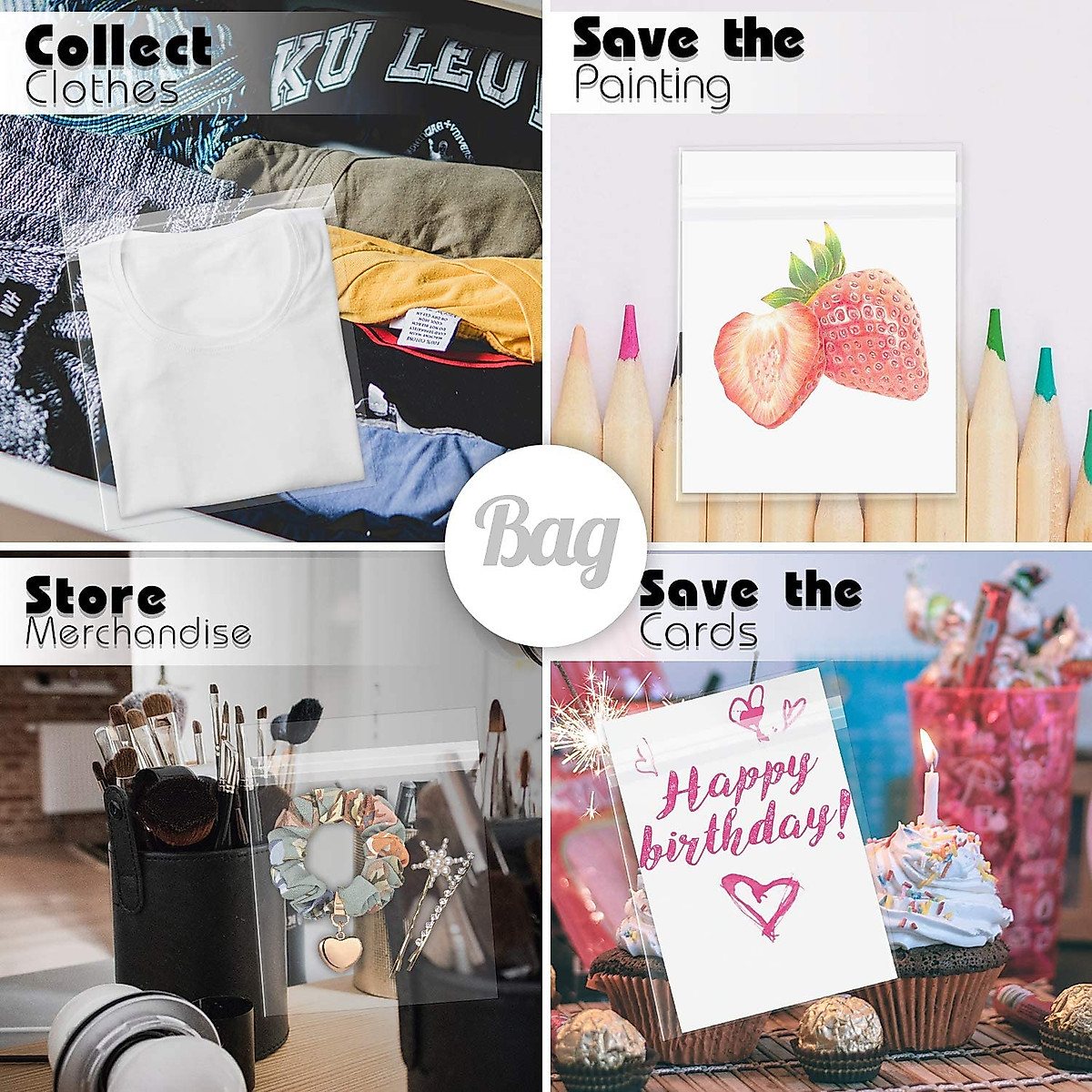 Golden State Art, 50 Pack Clear Bags for 9x12 Mats, Pictures, Acid-Free, 9 7/16" x 12 1/4"