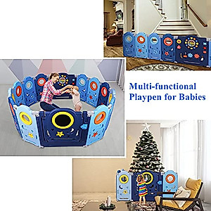 Baby Playpen, Yoleo Foldable Baby Playpen for Babies and Toddlers with Drawing Board, 15 Sq. Ft of Play Pen, Custom Shapes, Pre-Assemble and Easy to Storage, Play Yard for Babies Safety