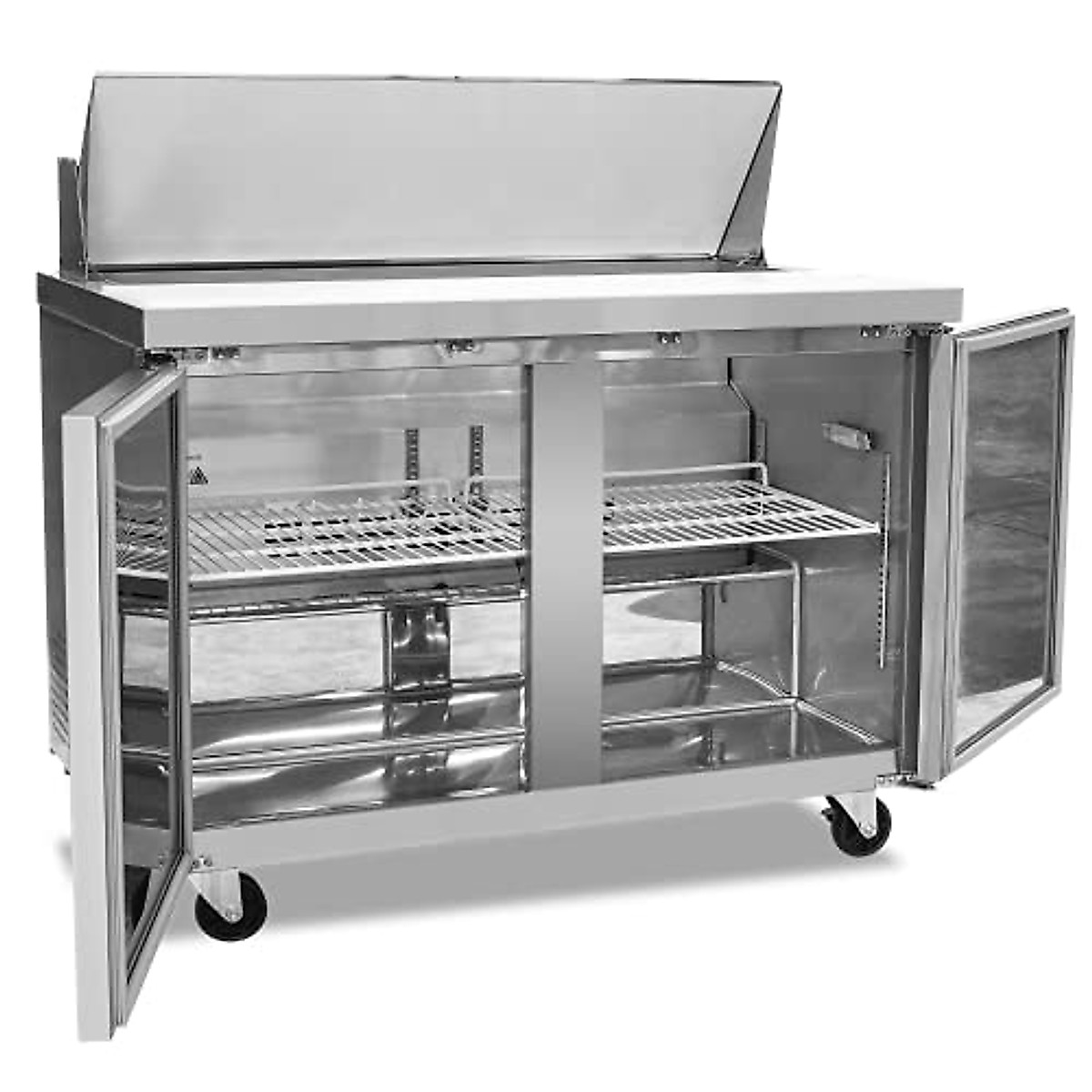 FSE 47-Inch Two-Door Refrigerated Commercial Salad/Sandwich Prep Table, 12 Cubic Feet, Stainless Steel, 115 v, (MRSL-2D)