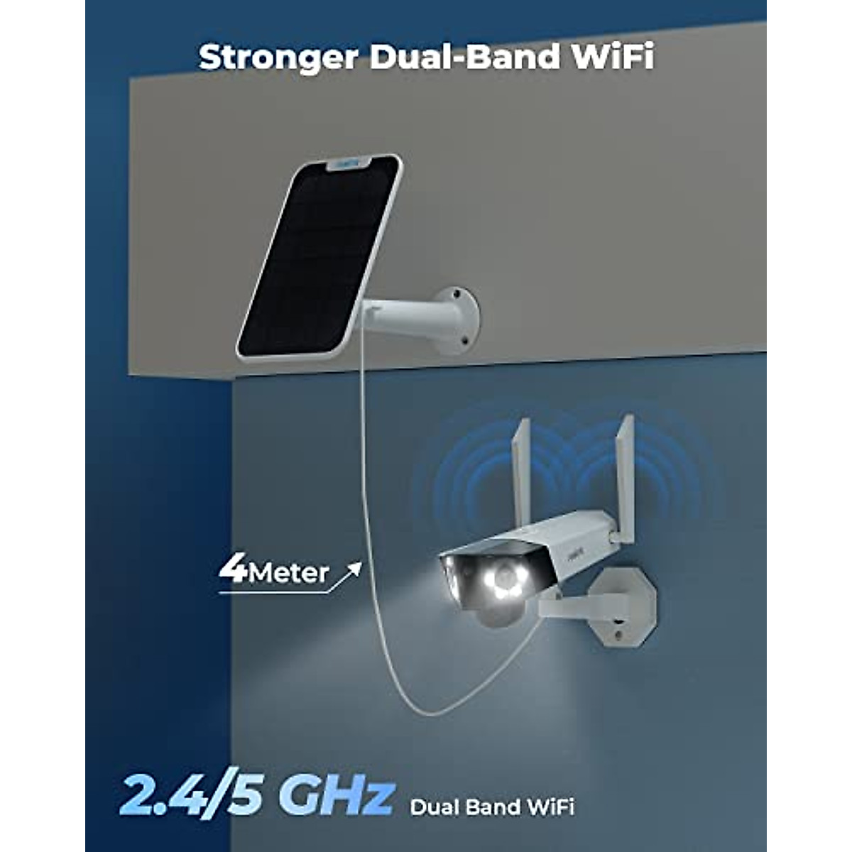 2K Security Battery Camera Outdoor Wireless Solar with Dual Lens 150° PIR Angle, 2.4/5GHz WiFi, Human/Vehicle Detection, Motion Spotlights Color Night Vision, Two Way Talk, Reolink Duo w/Solar Panel