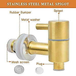 Akamino Spigot for Beverage Dispenser, Stainless Steel Lever Pour Spout Water Dispenser Replacement Faucet for Berkey and Other Gravity Filter Systems,Gold